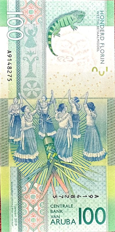 2019 BANK NOTE OF THE YEAR ARUBA 100 FLORINS - Mayan's Currency World
